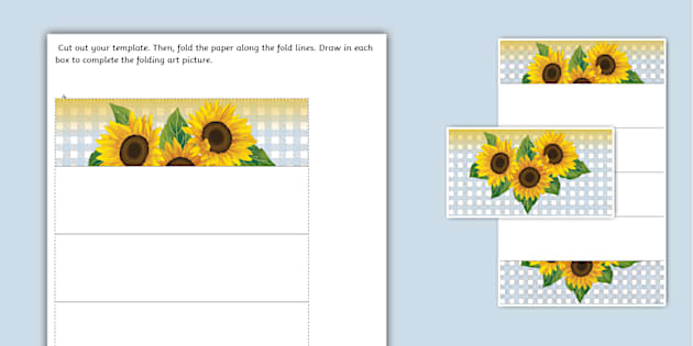 * NEW * Sunflower-Themed Folding Art Template - Twinkl