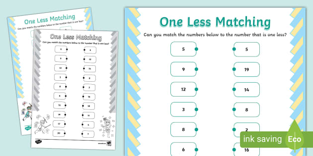 👉 One Less Matching Worksheet (professor feito) - Twinkl 👉 One Less Matching Worksheet (professor feito) - Twinkl