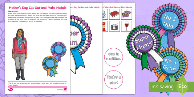 Mother's Day Medal Activity for Mothers and Mother Figures