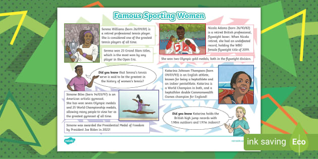 Famous Sporting Women Fact File - Twinkl