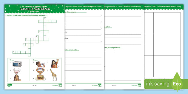ESL Curriculum Level 2, Lesson 6 Worksheet - Twinkl