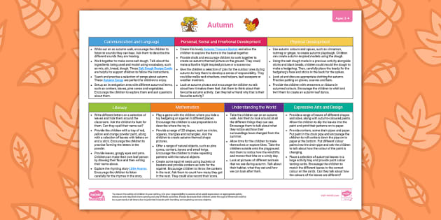 Early Years Autumn Activities for Ages 3-4 - Twinkl