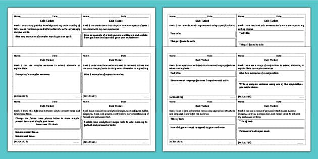 Writing Exit Tickets Yr 6 (Teacher-Made)