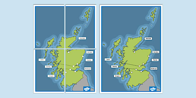 Map of Scotland with Cities Large Display Poster - Twinkl