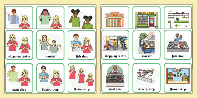 Auslan At the Shop Matching Cards (teacher made) - Twinkl