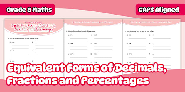 Equivalent Forms of Decimals, Fractions and Percentages – Grade 8 Maths ...