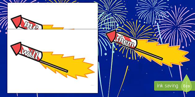 Phase 3 Words on Firework Rockets Cut-Outs (teacher made)