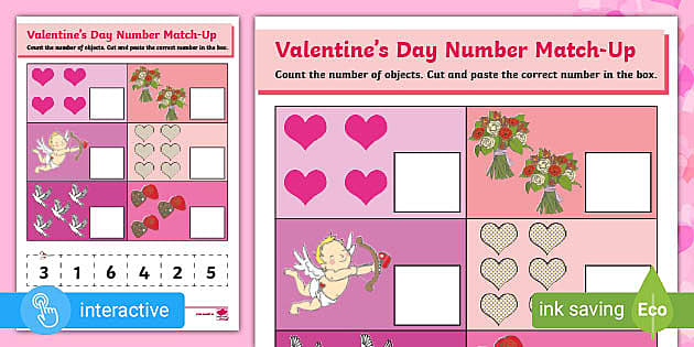 Valentine's Day Number Match-Up Activity