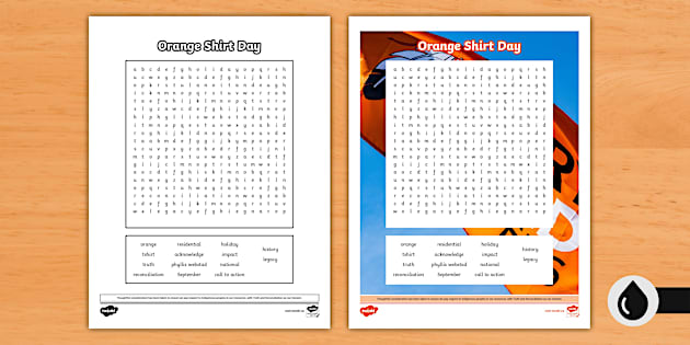 Engaging Orange Shirt Day Word Search for Kids