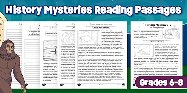 History Mysteries Close Reading Passages for 6th-8th Grade