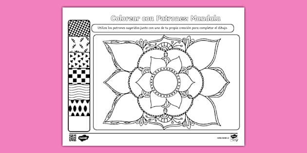 Guía de Trabajo: Colorear con Patrones - Mandala
