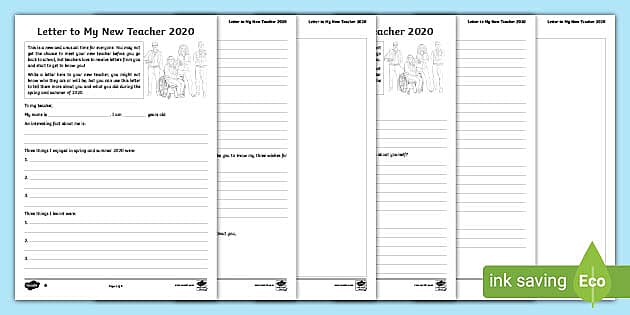 Letter to My New Teacher 2020 (teacher made)