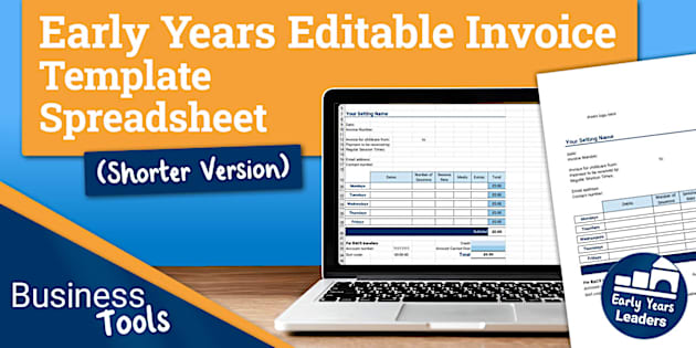 Childminder Invoice Template - Shorter Version (Spreadsheet)