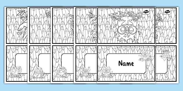 Owl Colouring Name Tents (teacher made) - Twinkl
