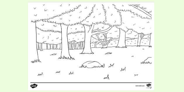Tree Line Colouring Sheet (teacher made) - Twinkl