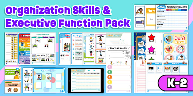 Organization Skills & Executive Function Pack for K-2nd