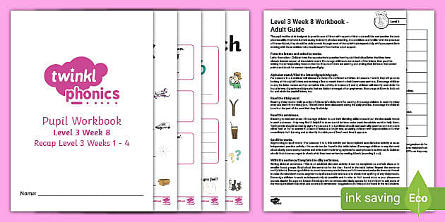 Level 3 Week 8 Phonics Workbook - Primary Resources - Twinkl