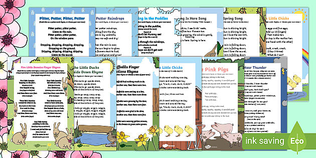 Bumper Spring Songs for Kids - Rhymes & Lyrics Resource Pack