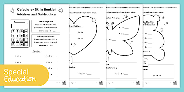 Calculator Skills Booklet Addition And Subtraction For Sped