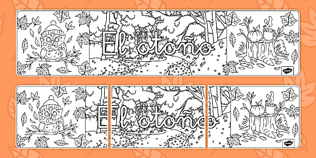 Pancarta: El otoño - para colorear en grupo (teacher made)