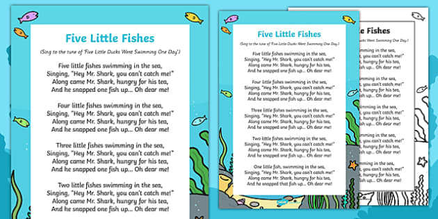 Five Little Fishes Swimming in the Sea Rhyme Poster - fishes