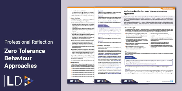 Professional Reflection Zero Tolerance Behaviour Approaches Leaders