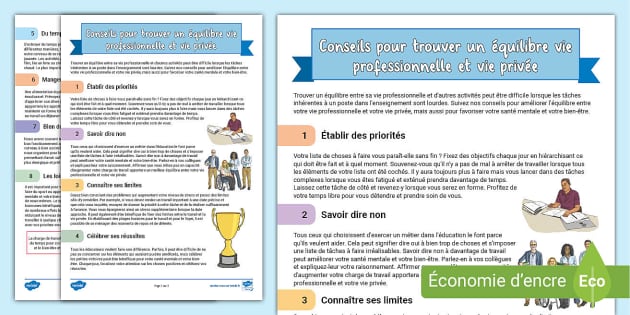 * NEW * Top 8 des conseils pour un équilibre vie professionnelle et vie privée