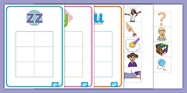 y, zz and qu Sorting Cards Activity