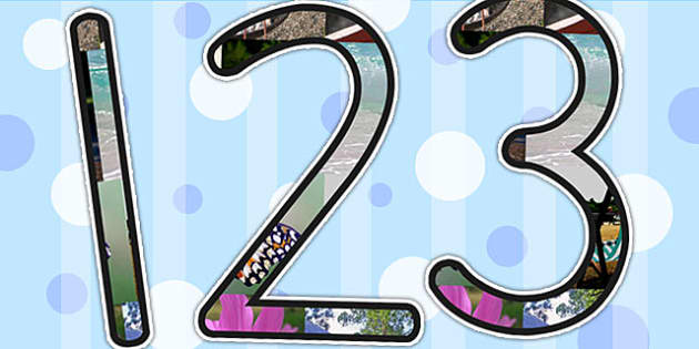 FREE! - Summer Themed Photo A4 Display Numbers - Twinkl