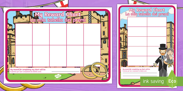 Wedding Ten Frame Sticker Reward Charts English/Italian