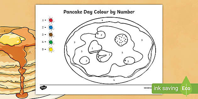 👉 Pancake Day Colour by Numbers to 5 Activity - Twinkl