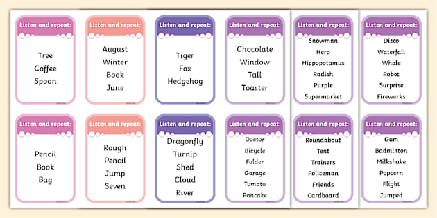 Listen and Repeat Auditory Memory Cards (teacher made)