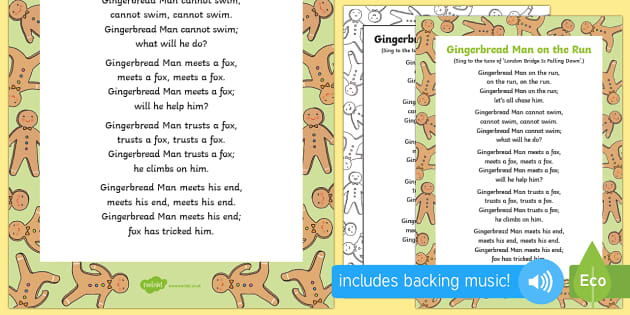 Gingerbread Man on the Run Song (teacher made)