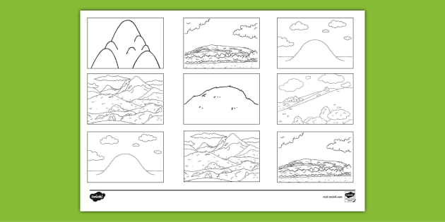 Hills Doodle Colouring Page (profesor hizo) - Twinkl
