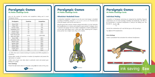 UKS2 Paralympics Maths Challenge Cards - Twinkl