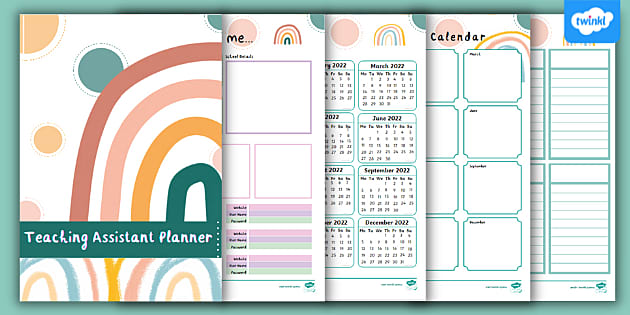 Muted Rainbow Teaching Assistant 2022 Planner - Twinkl