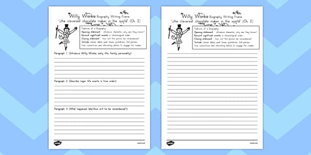 FREE! - * NEW * Willy Wonka Biography Writing Frame to Support Teaching on