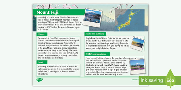 Mount Fuji Fact File - Twinkl - KS2 (teacher made) - Twinkl