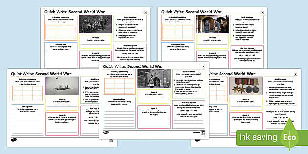 KS2 Second World War Quick Write Activity Mat Pack