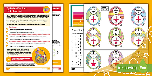 Equivalent Fractions Easter Egg Hunt Game (teacher made)
