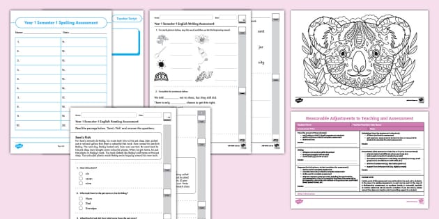 Year 1 Semester 1 Assessment Pack - Twinkl
