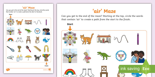 'air' Phonics Maze (teacher made) - Twinkl