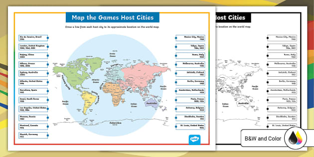 Map the Summer Games Host Cities Activity - Twinkl