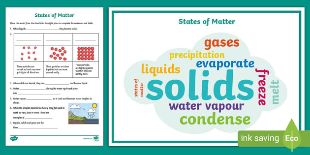 Y4 States of Matter Science Key Vocabulary Cloud and Retrieval Questions