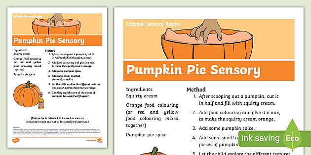 Pumpkin Pie Sensory Recipe (teacher made)