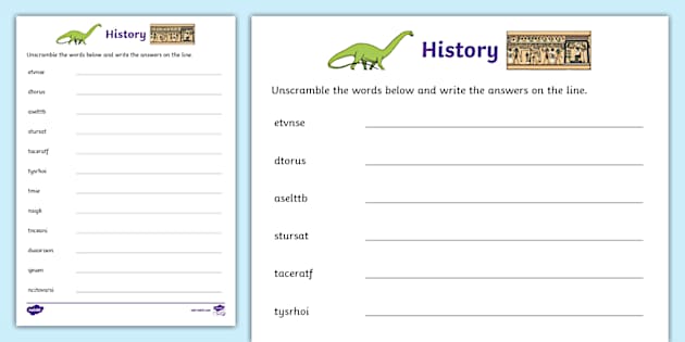 Word Unscramble: History Activity (teacher made) - Twinkl