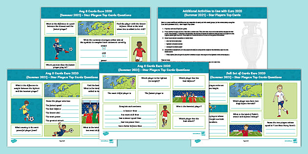 👉 KS1 Euro 2020 (Summer 2021) - Star Players Top Cards Maths Activity ...