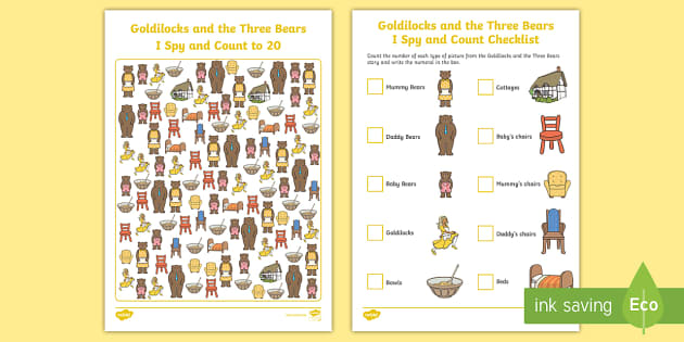 Goldilocks and the Three Bears I Spy and Count Activity to 20