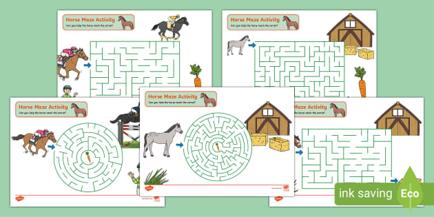 Horse Maze Activity Worksheets | Twinkl | Mazes | KS1