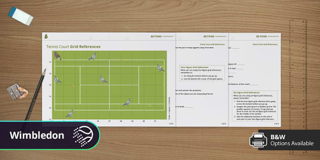 Tennis Court Grid References Worksheet (teacher made)